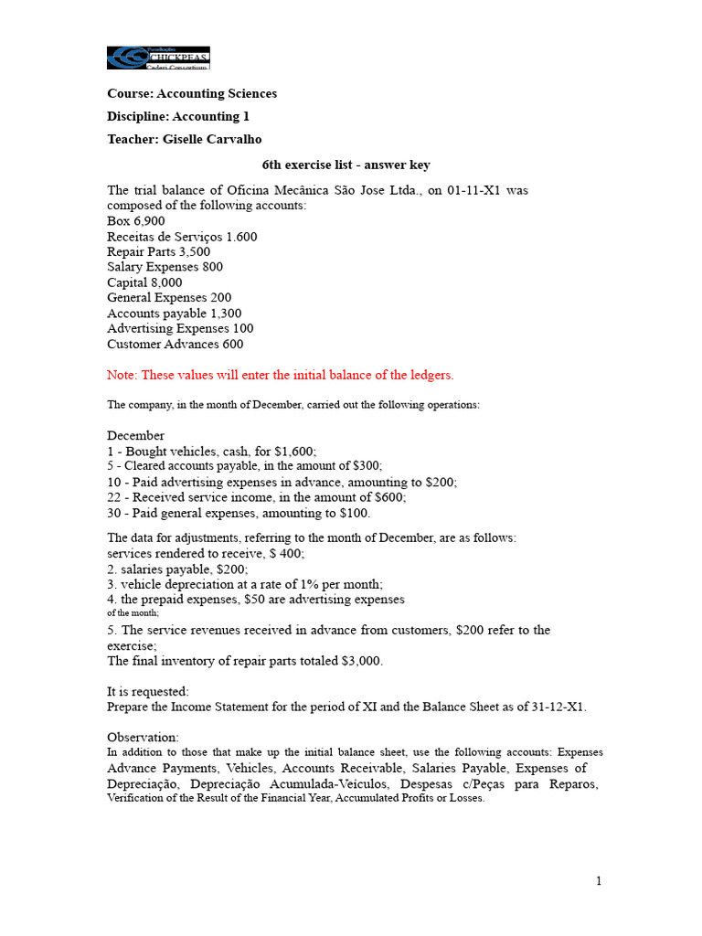 6 Exercise List - Answer Key | PDF | Expense | Insurance