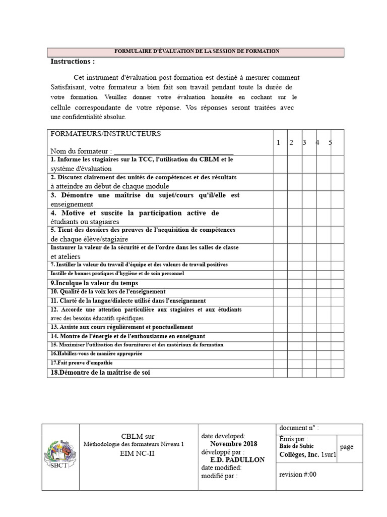 Évaluation de Formateur en Formation | PDF