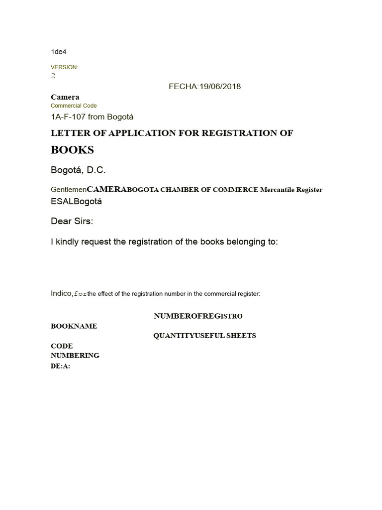 Letter Request Registration Books 2 | PDF | Books
