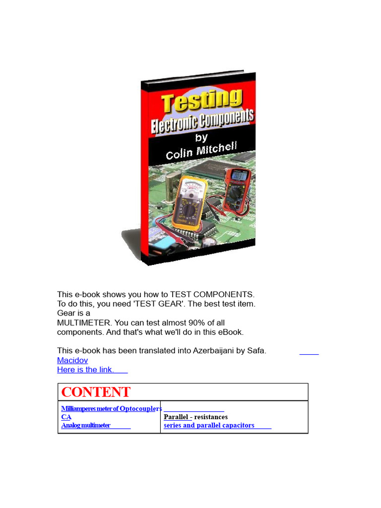 This eBook shows you how to TEST COMPONENTS | PDF | Resistor | Electronics
