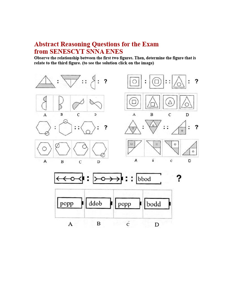 Abstract Reasoning Exam Questions | PDF