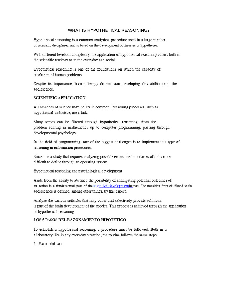 What Is Hypothetical Reasoning | PDF | Hypothesis | Reason