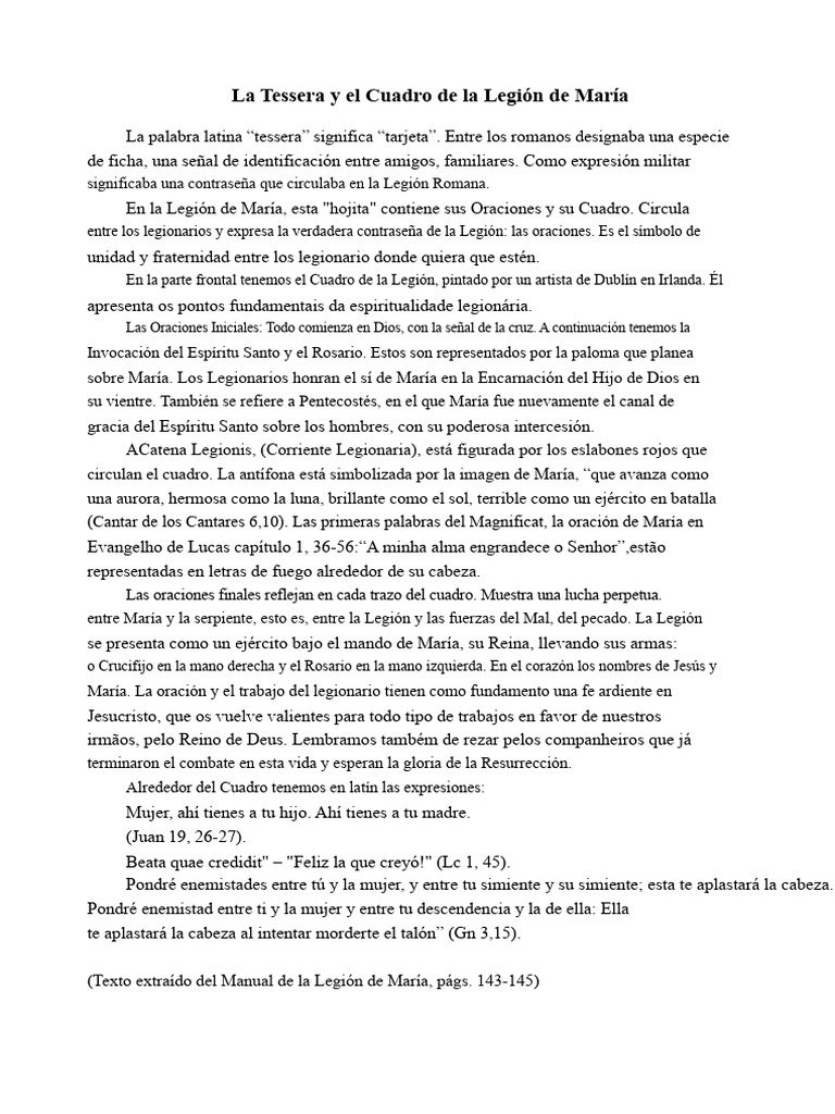 La Tésera y El Cuadro de La Legión | PDF | María, madre de Jesús