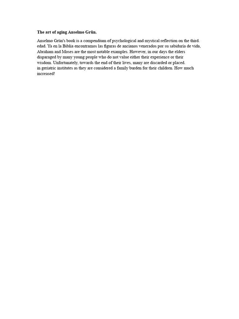 Grun The Art of Aging Anselm Grün | PDF