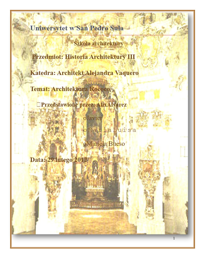 Sztuka Rokoko-Architektura | PDF