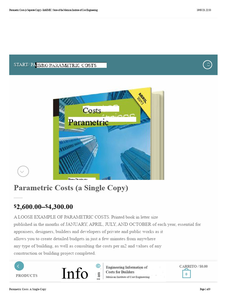 Parametric Costs (a Single Copy) – InfoIMIC | Store of the Mexican ...