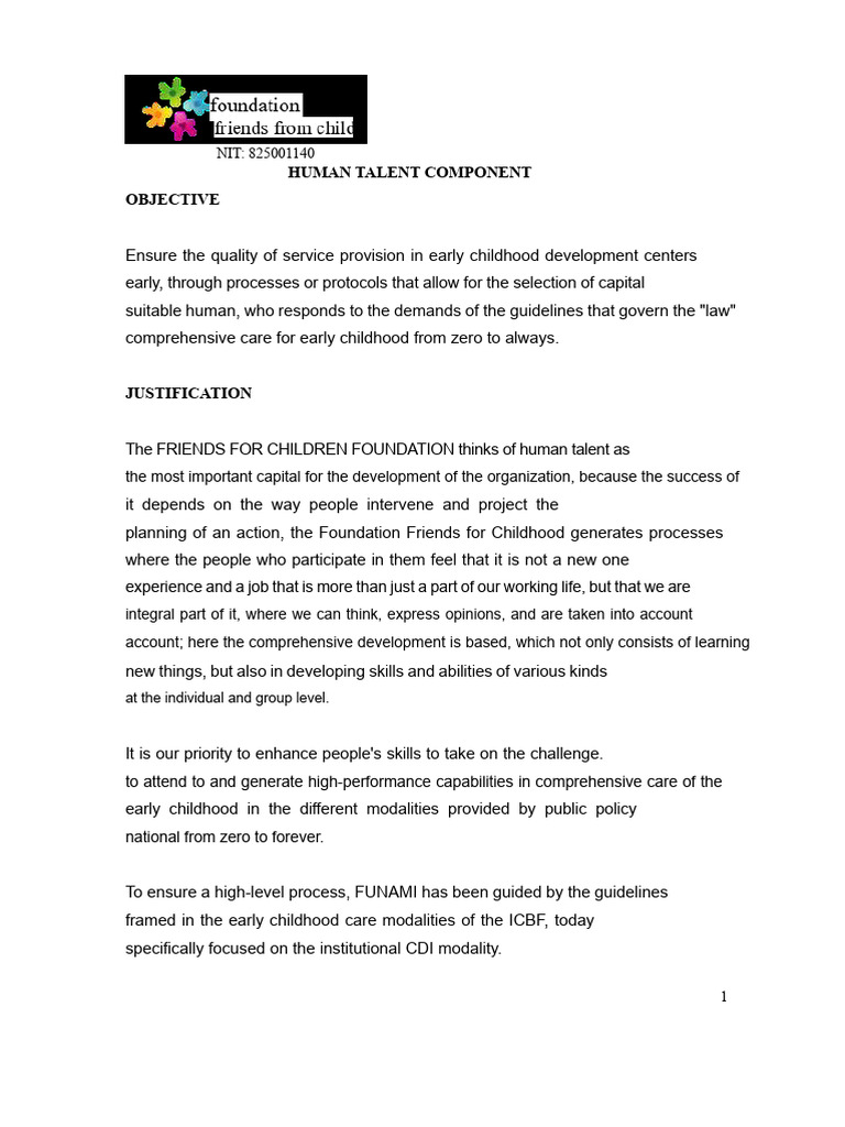 HUMAN TALENT QUALIFICATION PLAN | PDF | Pedagogy | Child Development
