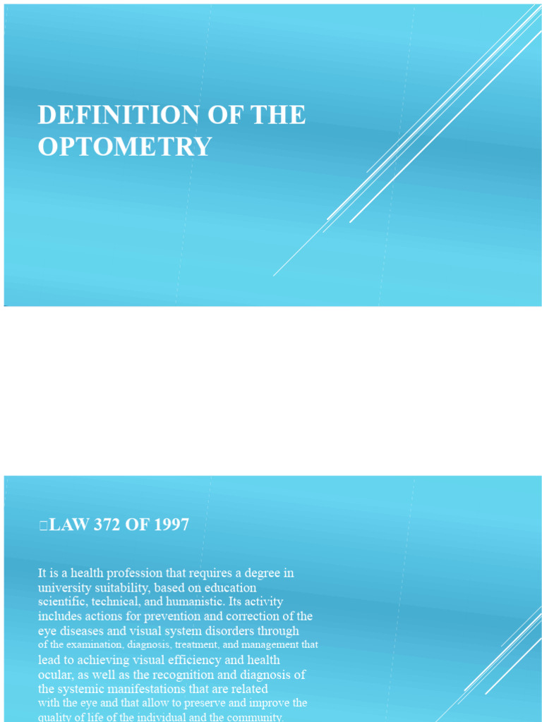 History and Definition of Optometry | PDF | Light | Optics