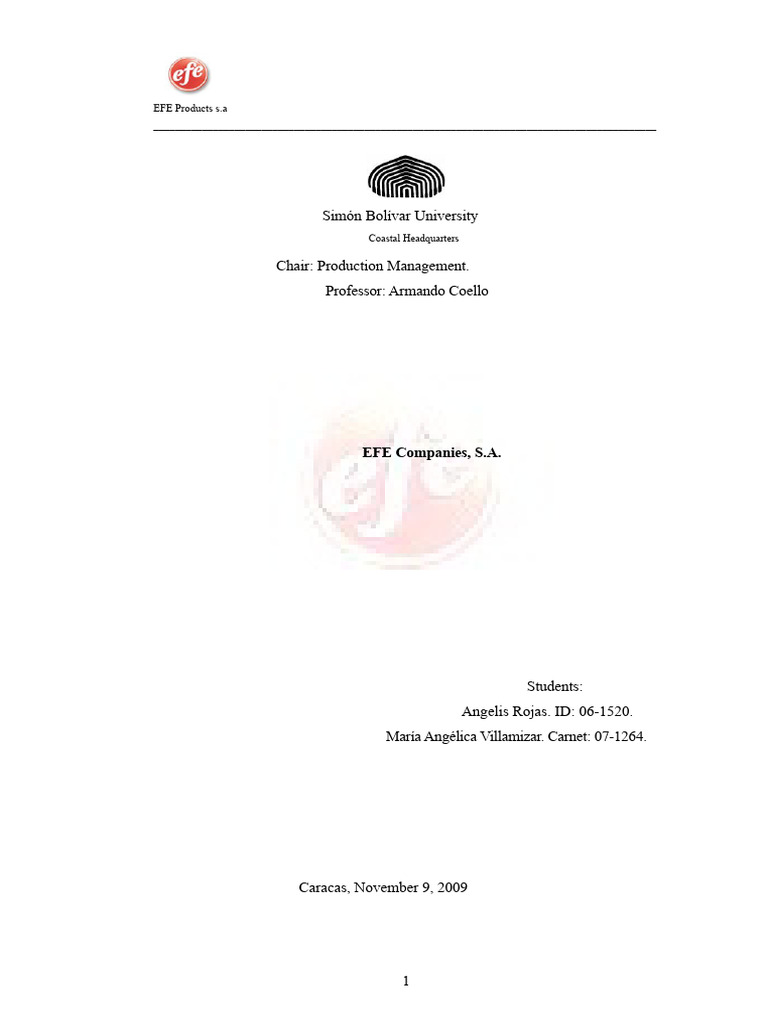 Final Project of EFE Company | PDF | Milk | Mixture