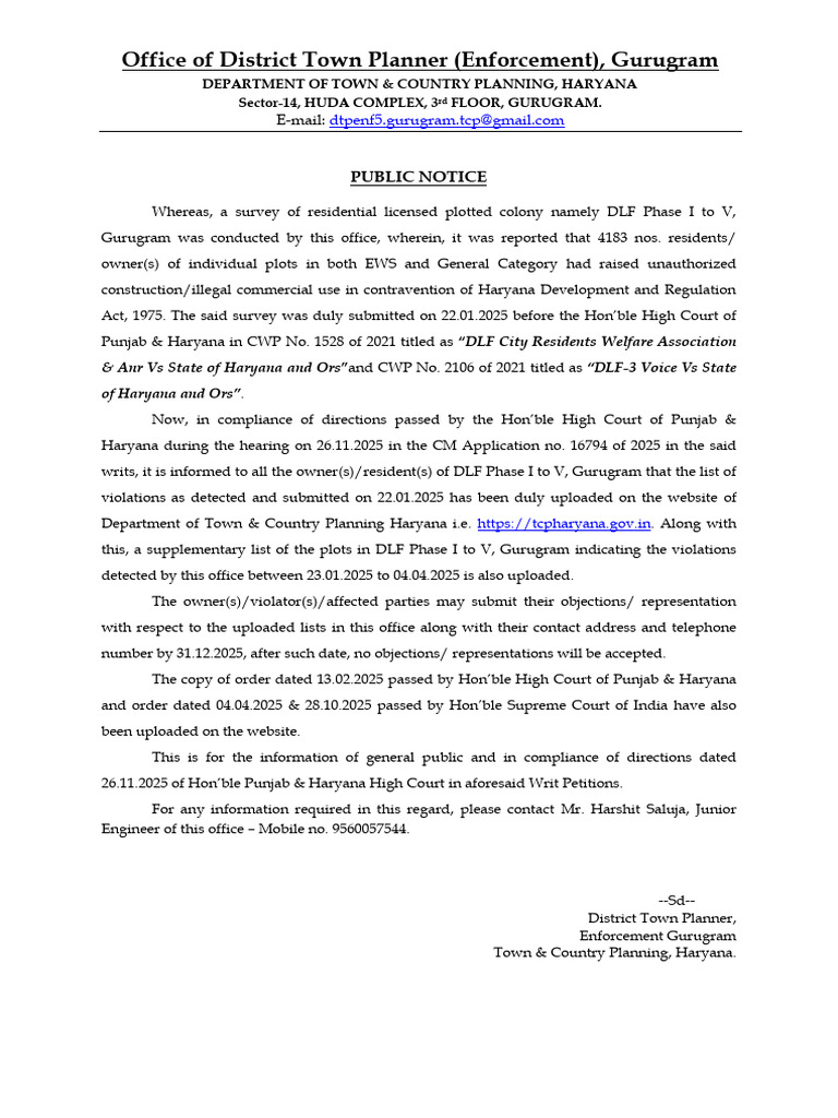 Public Notice - DLF (03.12.25) | PDF | Justice | Crime & Violence