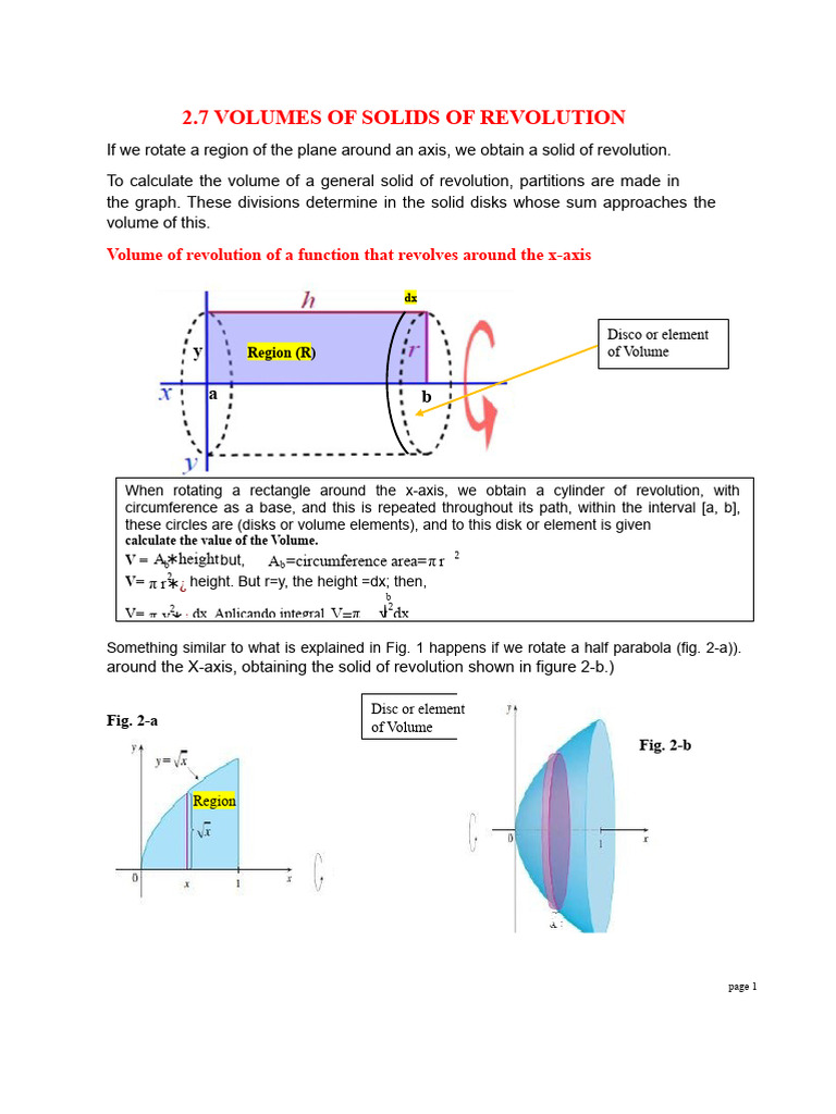 2.8 Volume of solids of revolution using the disk method | PDF ...