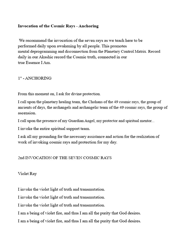 Invocation of the Cosmic Rays | PDF | God | Humility