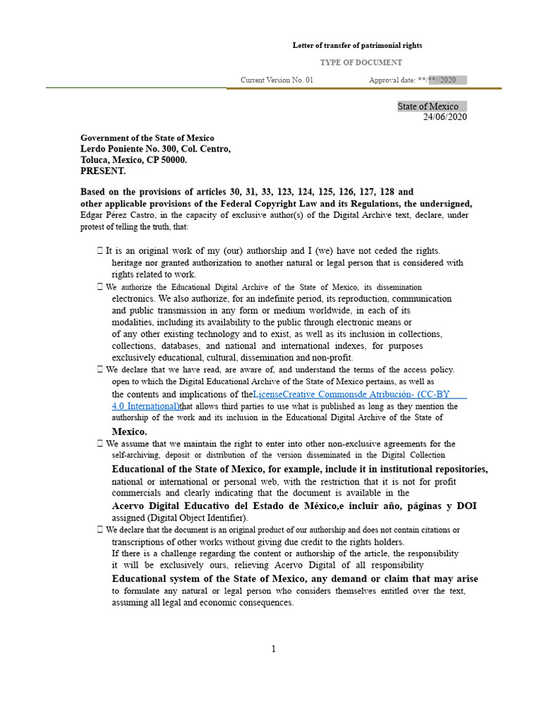 Letter of Assignment of Rights | PDF | Digital Object Identifier