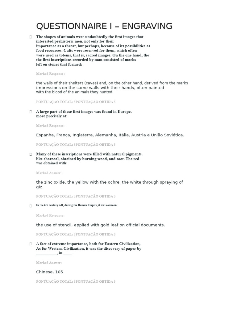QUESTIONNAIRE I and II Engraving | PDF | Printmaking | Lithography
