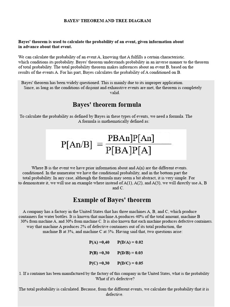 Bayes' Theorem and Tree Diagram | PDF | Probability | Statistics