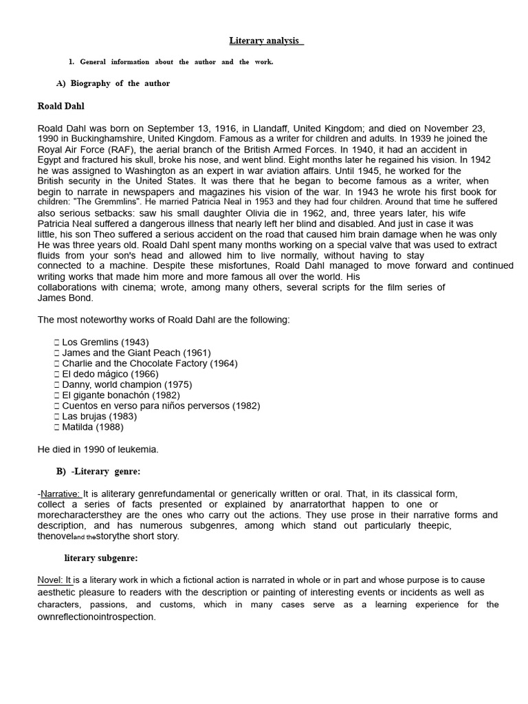 Roald Dahl's Charlie and the Chocolate Factory Analysis | PDF