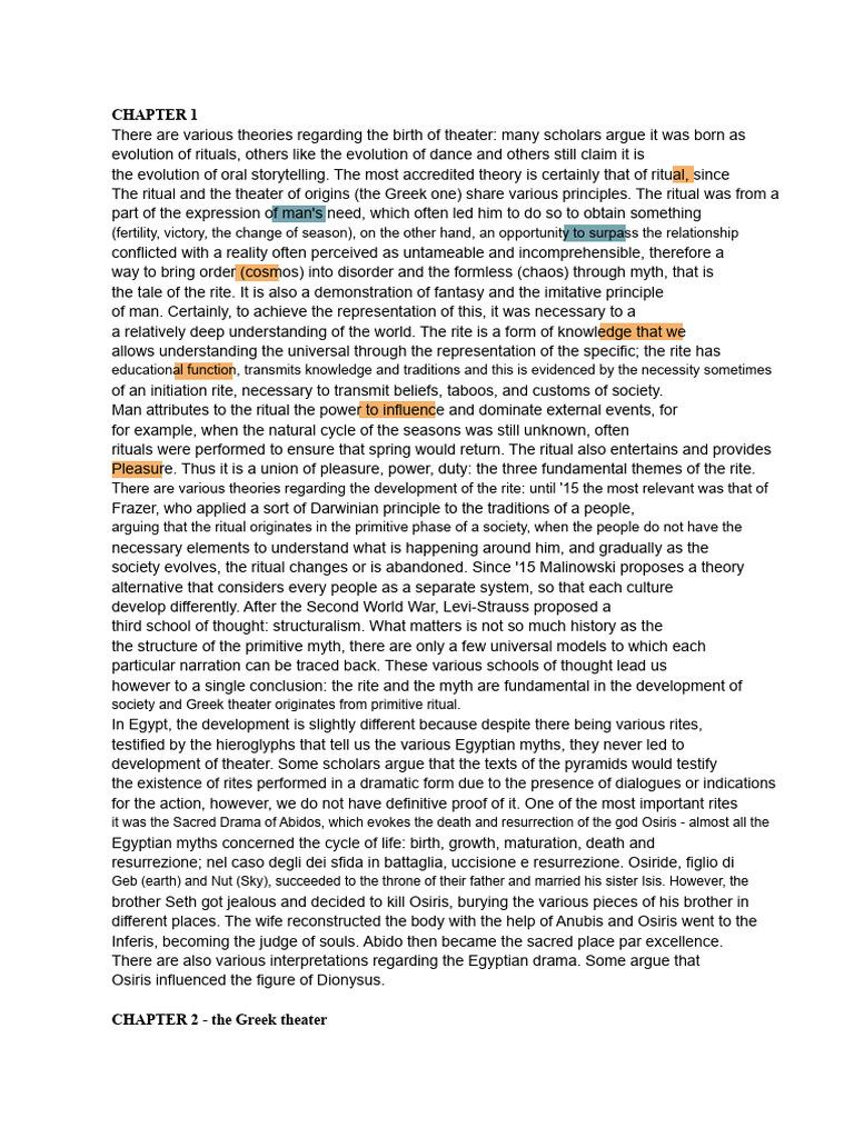 Summary of the book "History of Theatre" by Brockett. | PDF | Tragedy ...