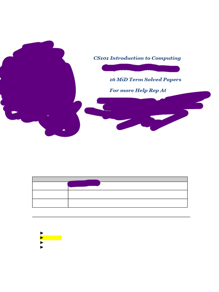 Cs101 Midterm Solved Papers With Reference by Faheem Study With Hamza ...