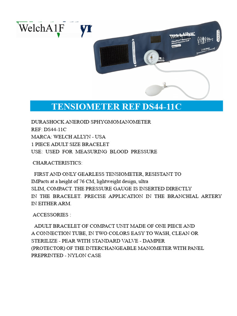 Analog Tensiometer Duraschock Ref Ds44 11c Welch Allyn | PDF