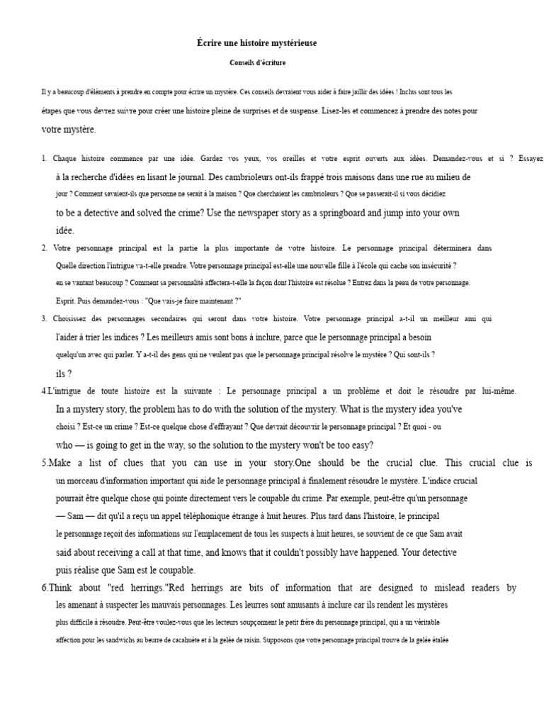 Conseils pour écrire un mystère captivant | PDF