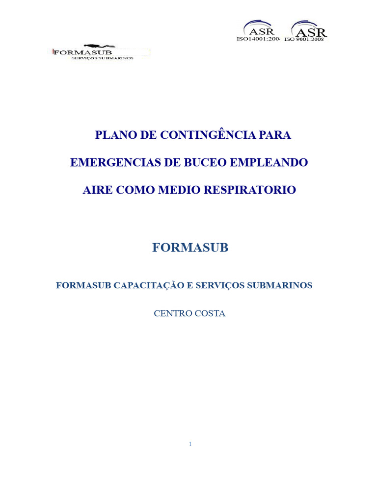 Plano de Contingência para Emergências de Mergulho - Costa (Corrigido ...