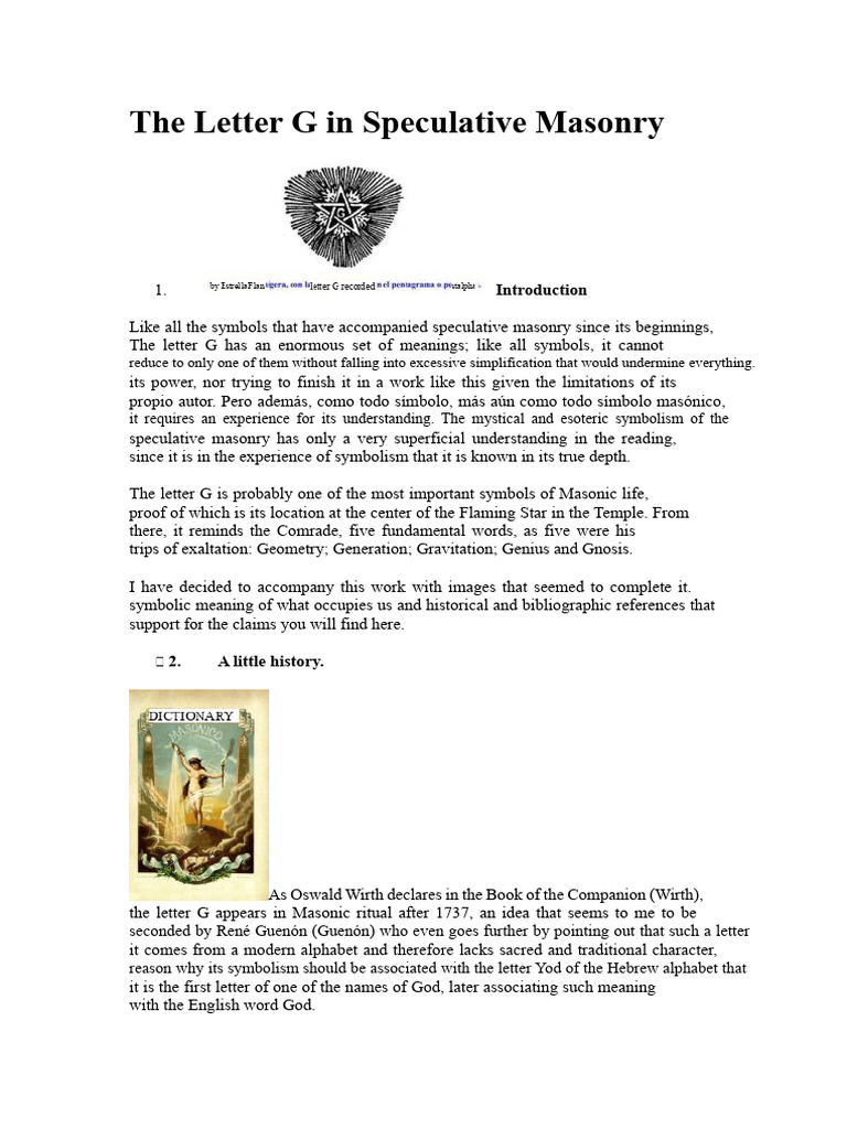 The Symbolism of the Letter G in Masonry | PDF | Freemasonry | Spirituality
