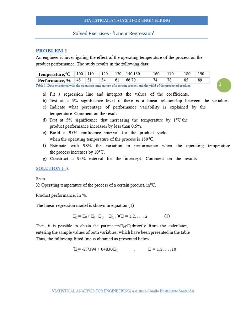 SOLUTION_EXERCISES_LINEAR_REGRESSION_CAB | PDF | Linear Regression ...