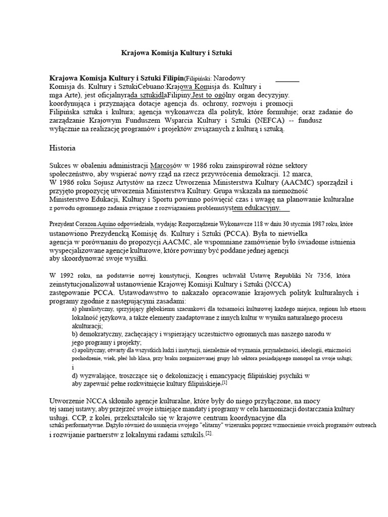 Krajowa Komisja Kultury I Sztuki | PDF