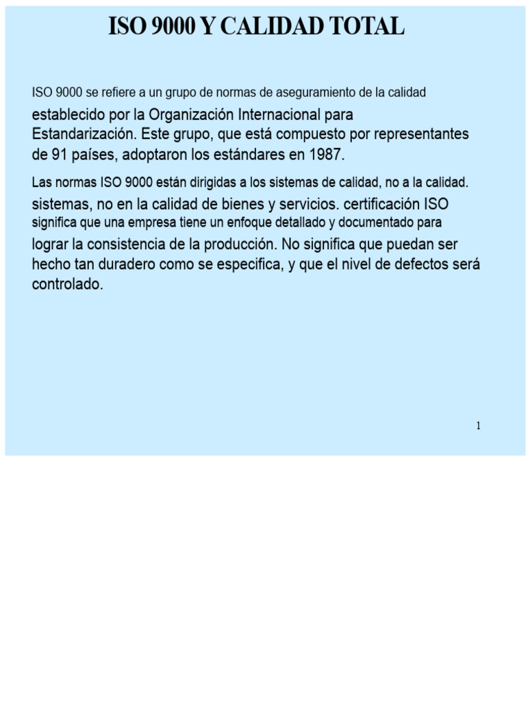 Iso 9000 y Gestión de La Calidad Total | PDF | Calidad (comercial ...