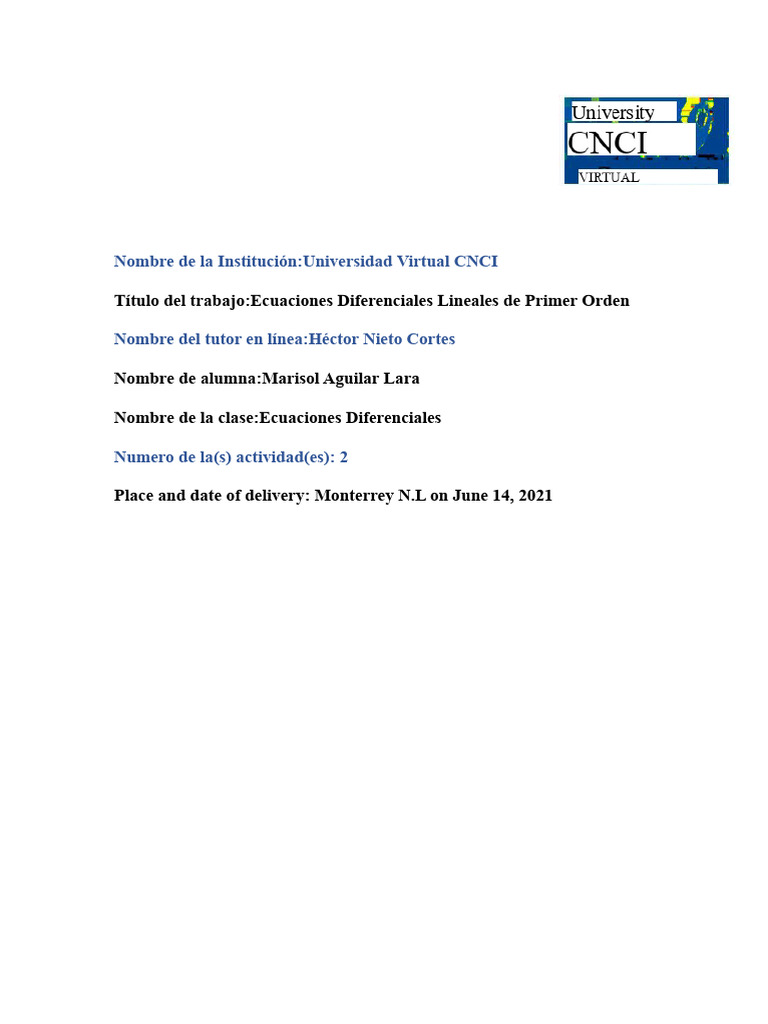Activity 2 Differential Equations | PDF | Differential Equations ...
