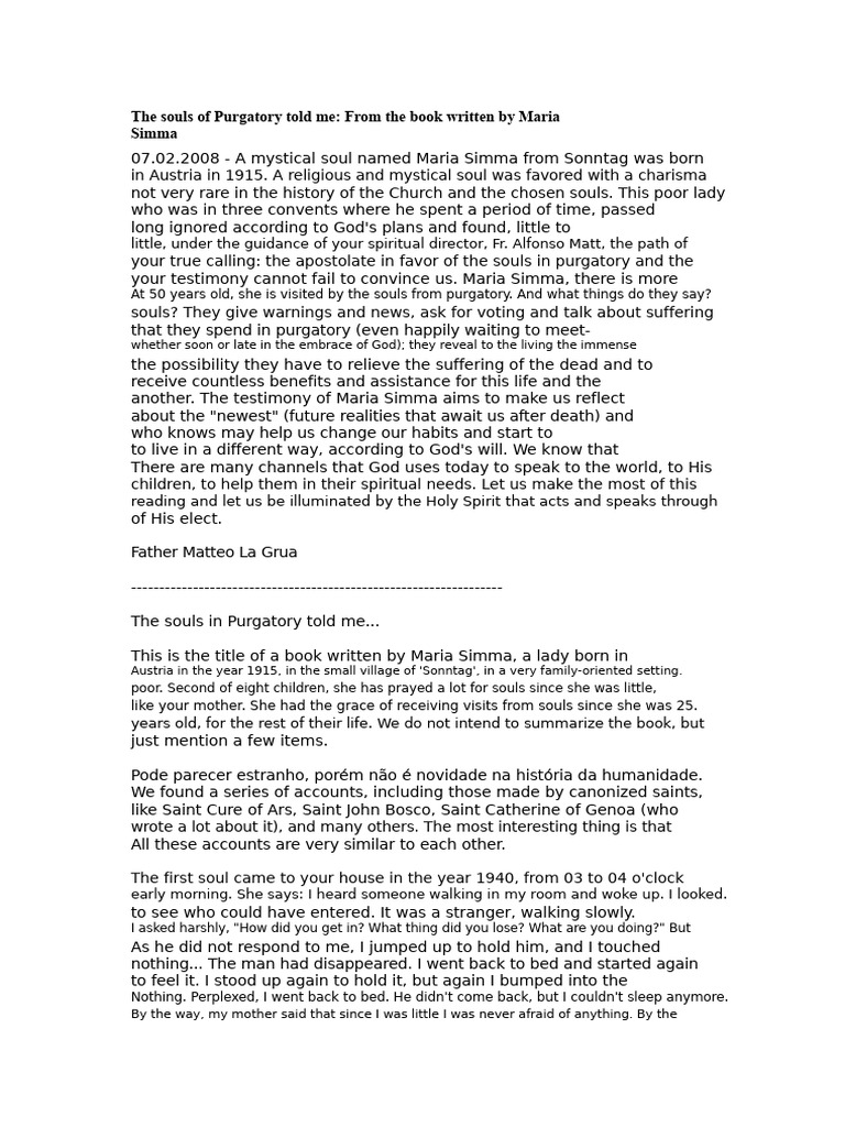 The Souls of Purgatory Told Me | PDF | Purgatory | Indulgence