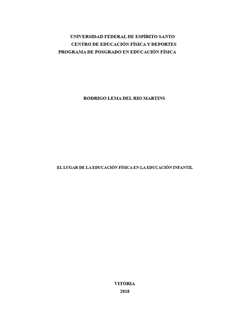 Tesis Dr. Rodrigo Lema - El Lugar de La EF en La EI | PDF | Educación ...