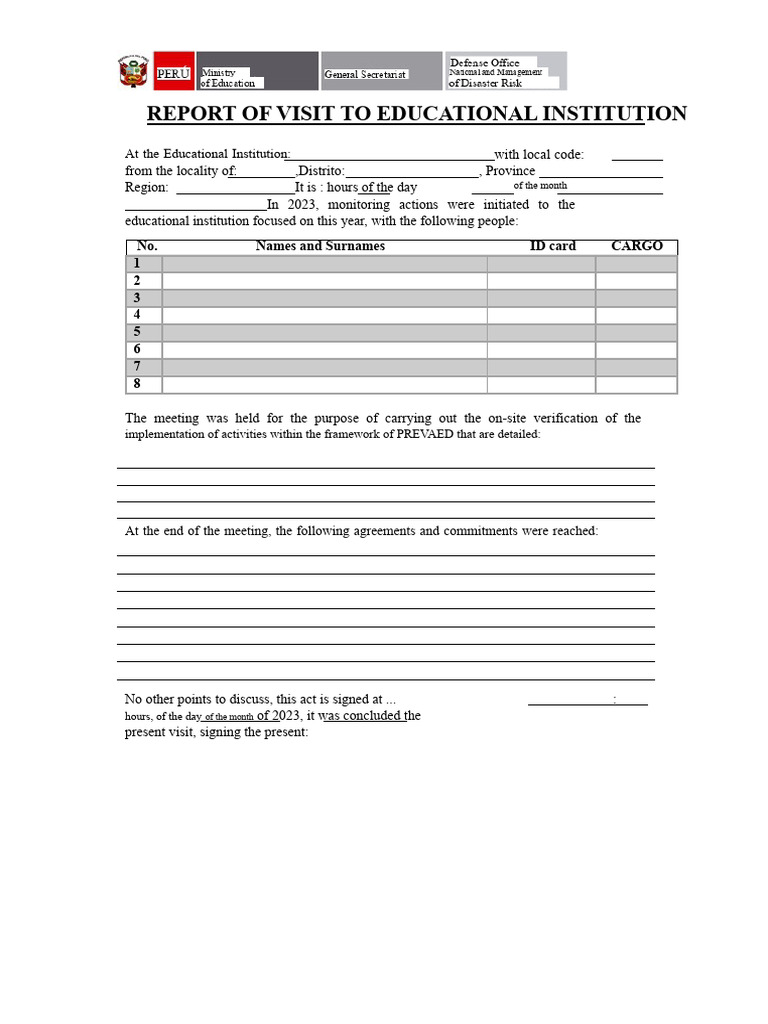 Educational Institution Visit Report 2023 | PDF