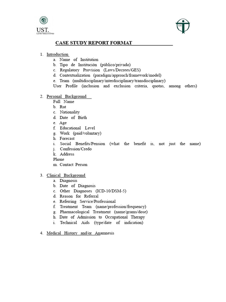 Case Study Report Format (1).pdf | PDF | Occupational Therapy | Medical ...