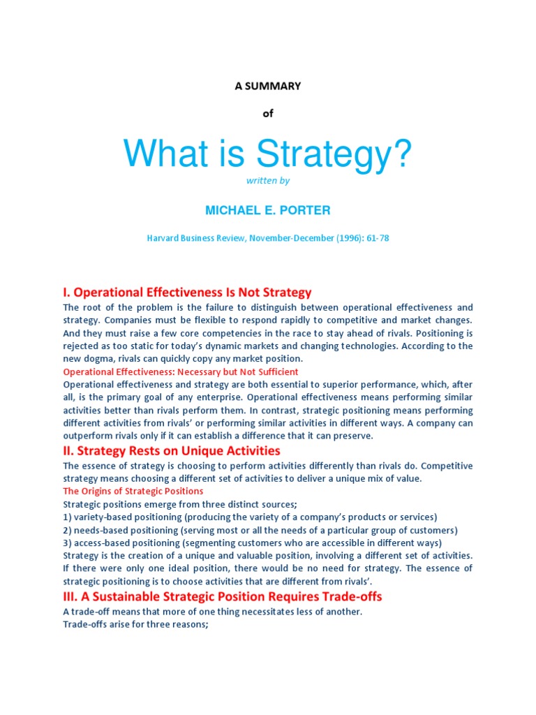 What Is Strategy Assignment | PDF | Strategic Management | Competitive ...