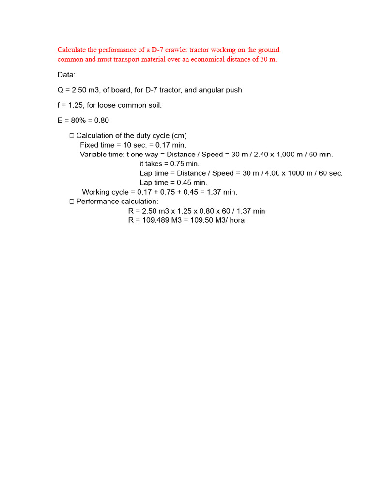 Calculate The Performance of A Crawler Tractor D | PDF