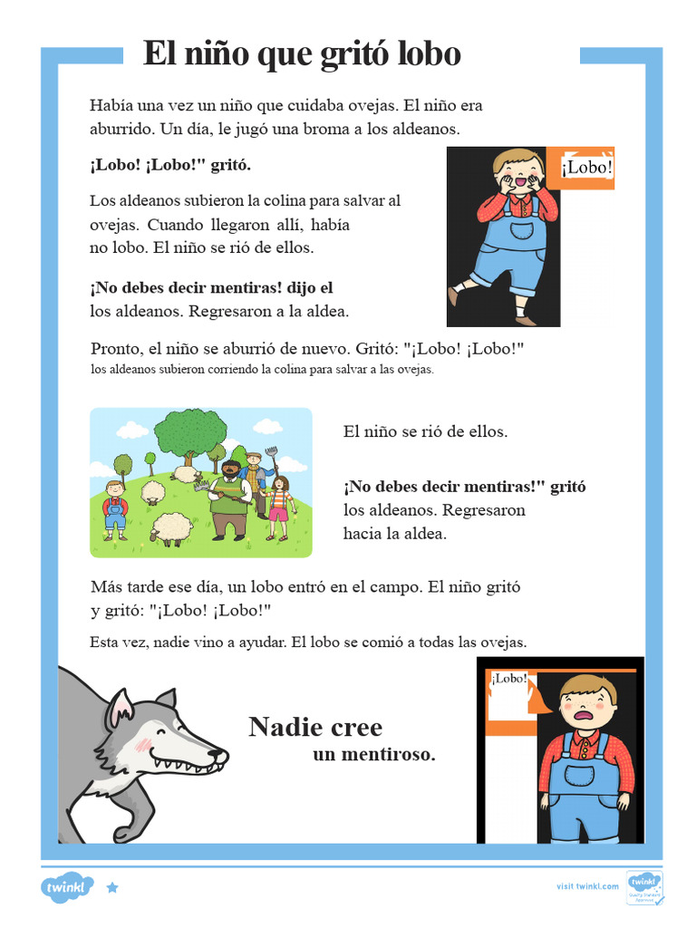 El Chico Que Gritó Lobo Historia | PDF