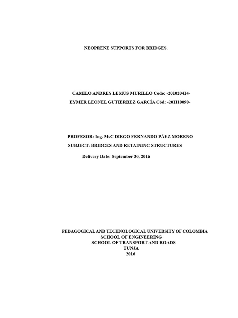 Neoprene Supports for Bridges | PDF | Elasticity (Physics) | Beam ...