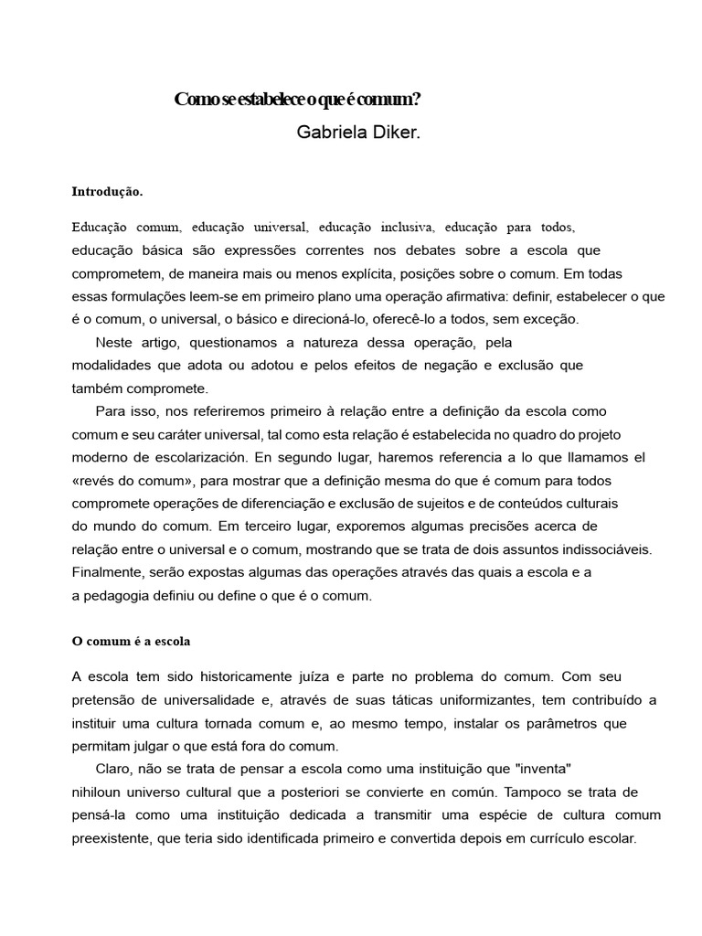 T 3.9 Como se estabelece que é o comum - Diker | PDF | Science | Émile ...