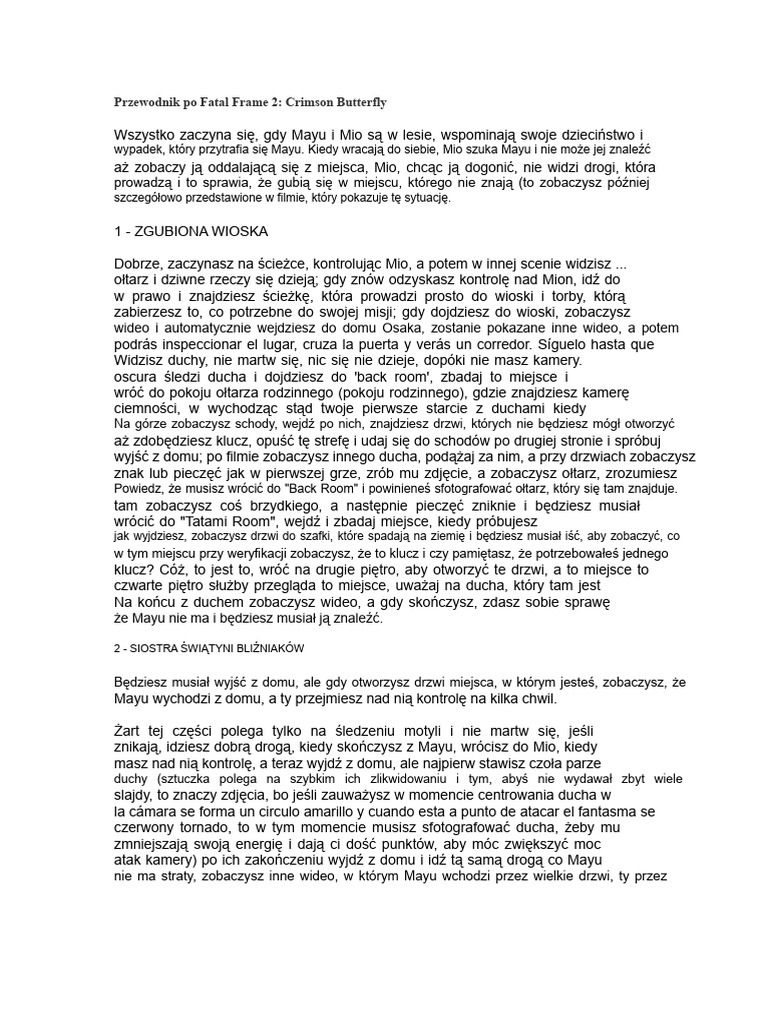 Przewodnik po Fatal Frame 2 | PDF