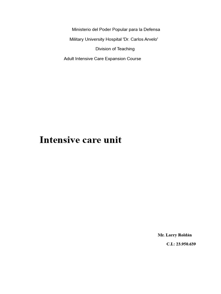 Adult ICU Expansion Course Overview | PDF | Intensive Care Unit ...
