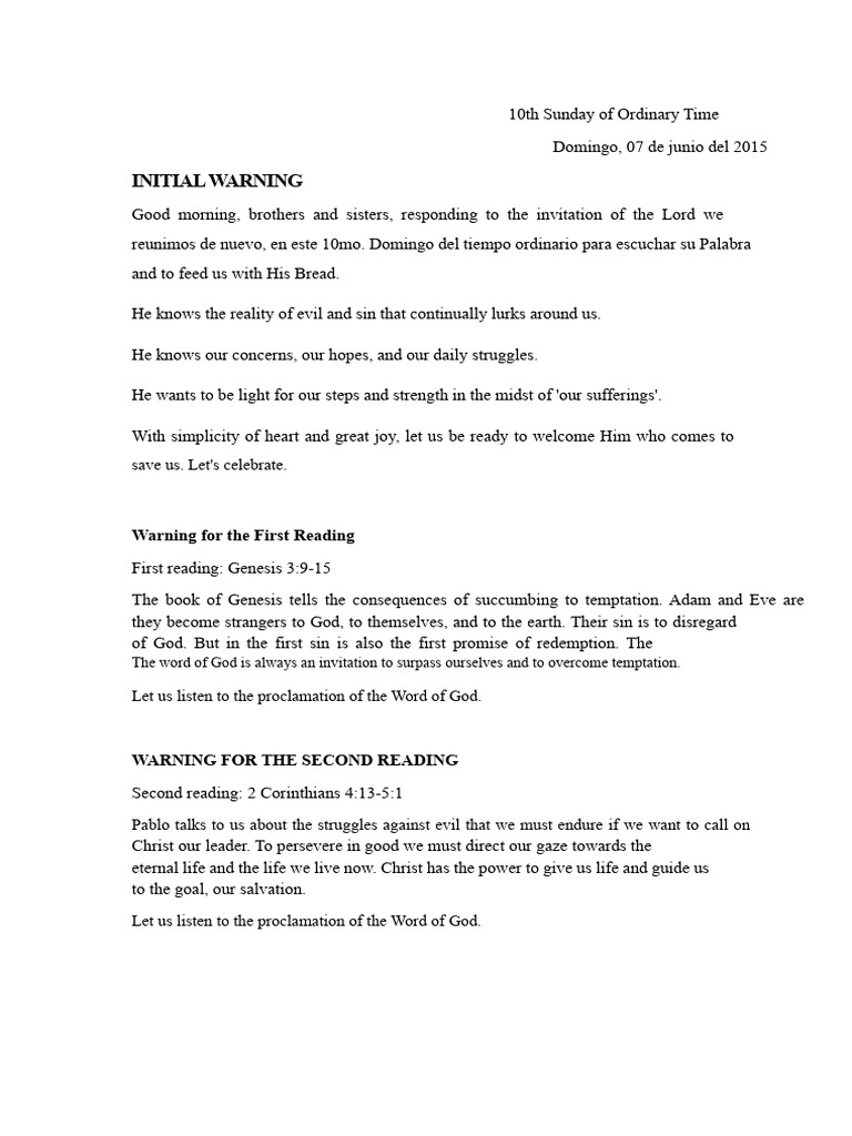 MONITION From June 7 | PDF | Jesus | Satan