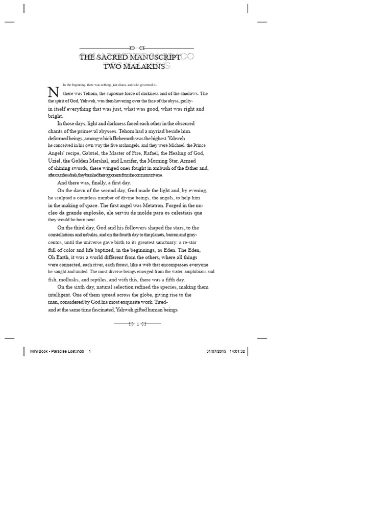 The sacred manuscript of the Malakins.pdf | PDF | Adam | Garden Of Eden