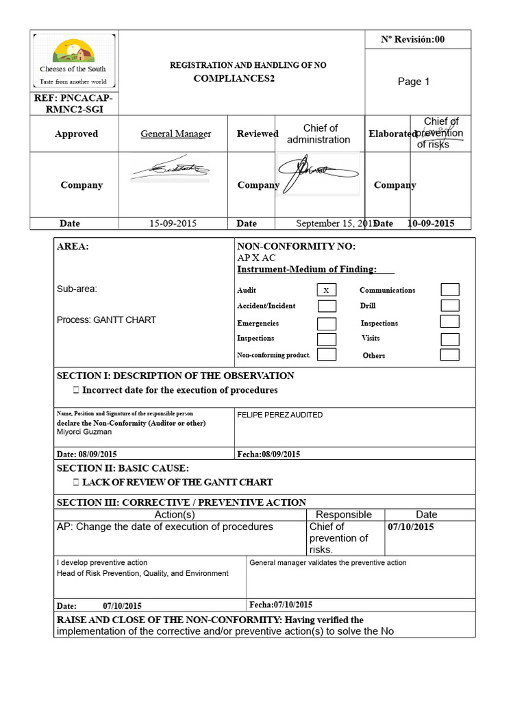 Non-Conformity Lift Record 2 | PDF | Audit