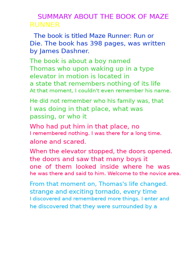 Summary of Maze Runner | PDF