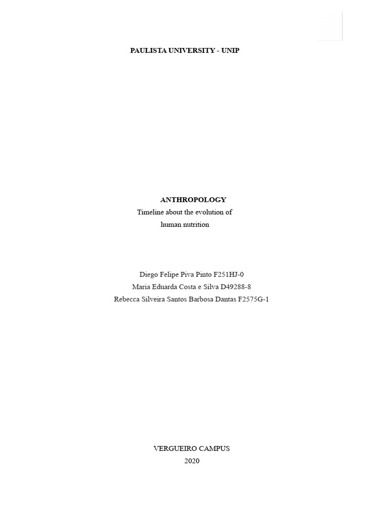 Evolution of Human Nutrition Timeline | PDF | Foods | Convenience Food