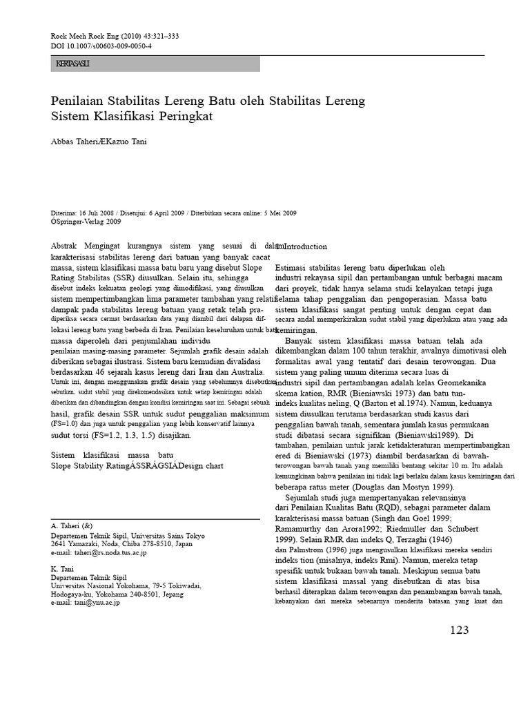 Penilaian Stabilitas Lereng Batu SSR | PDF