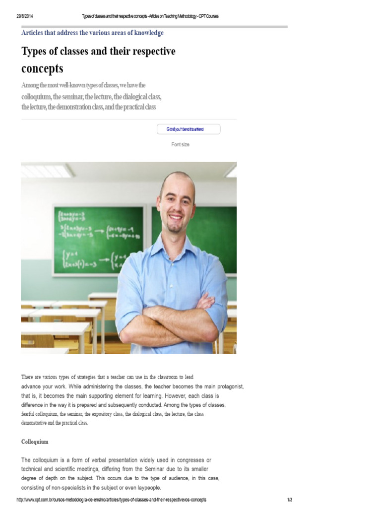 3 Types of Classes and Their Respective Concepts | PDF | Lecture | Seminar