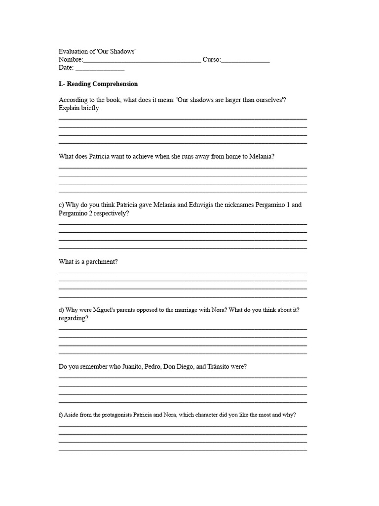 Our Shadows Test | PDF