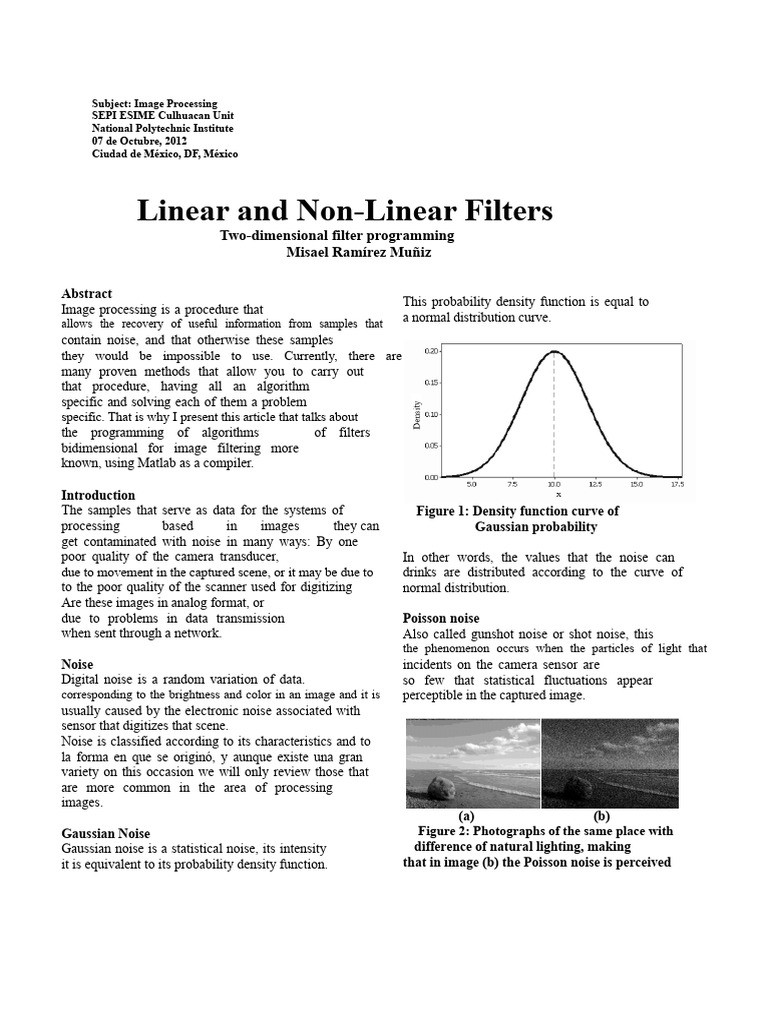 Image Processing with 2D Filters in Matlab | PDF | Mean | Average